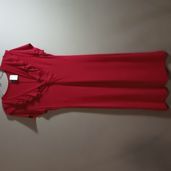 Sere Nade | Dresses | Sere Nade Red V Neck Knot And Ruffle Dress L | Poshmark